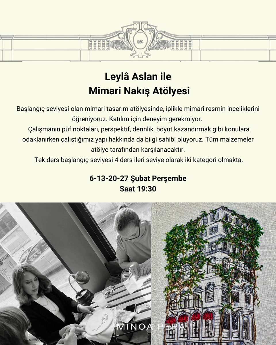 Leylâ Aslan ile Mimari Nakış Atölyesi – Minoa Books